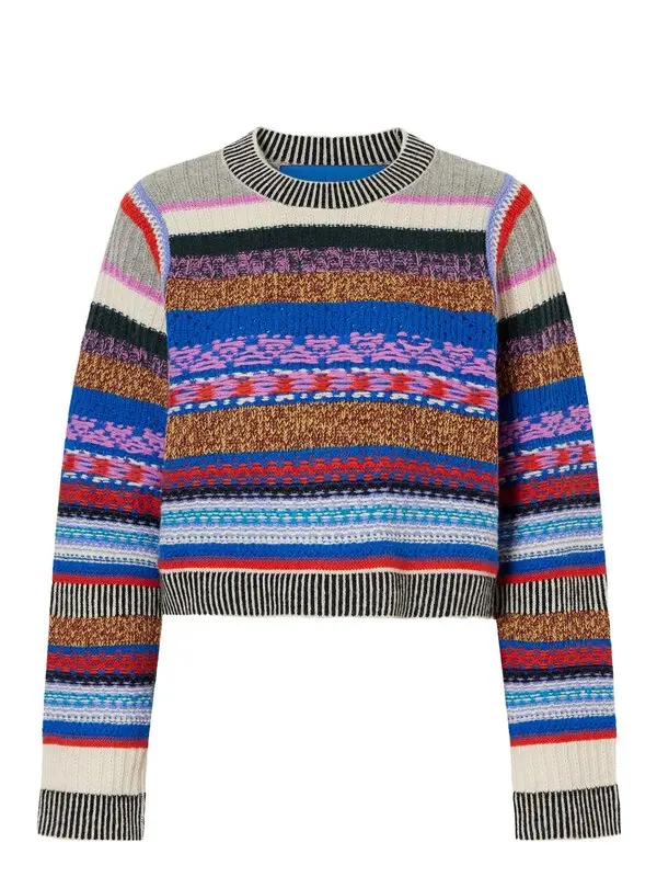 MOTHER Crop Striped Alpaca And Wool-blend Sweater - No