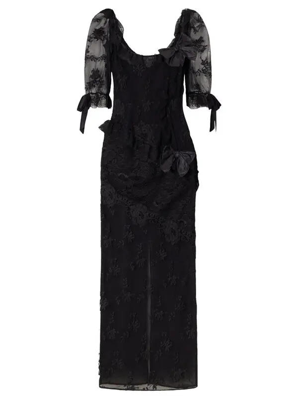 Alessandra Rich Cotton-blend Midi Dress - Black