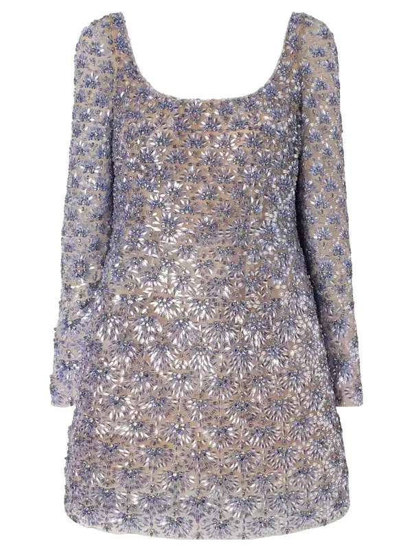Oscar De La Renta Crystal-embellished Mini Dress - Gray