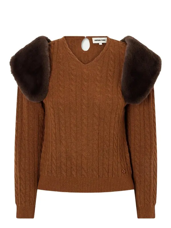 SHUSHU/TONG Plush-trimmed Cable-knit Wool And Lyocell-blend Sweater - No