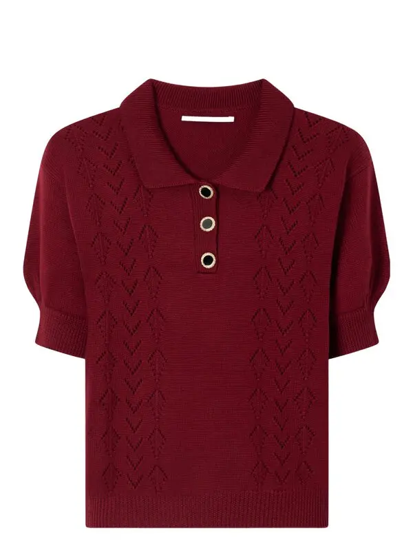 Alessandra Rich Open-knit Wool Polo Shirt - No