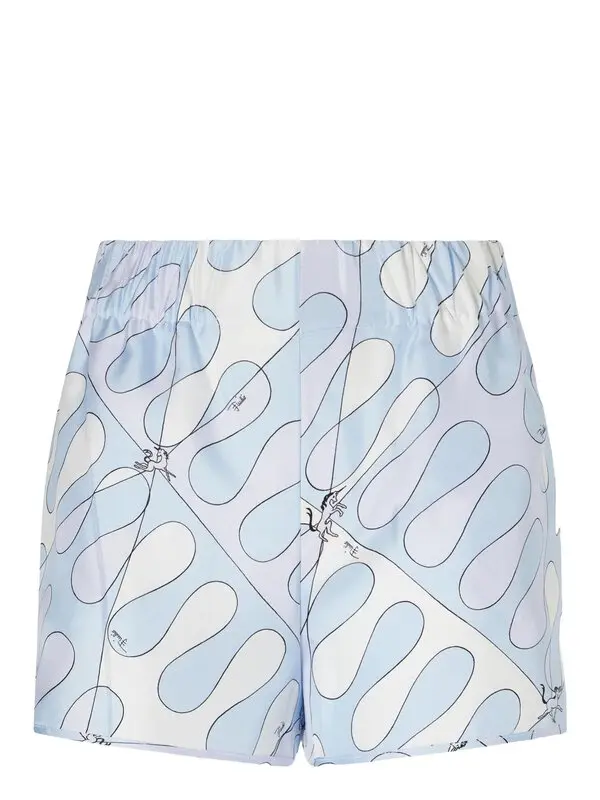 Emilio Pucci Printed Silk-twill Shorts - Blue