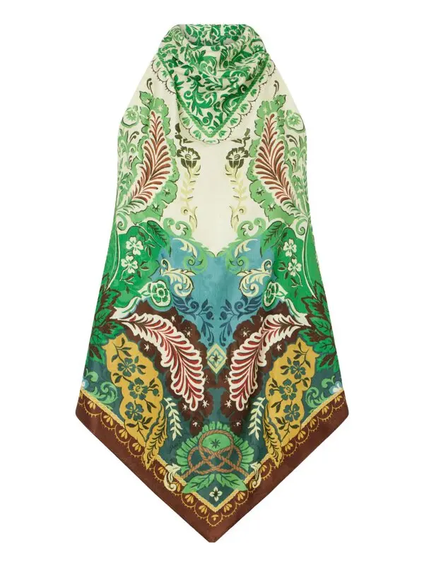 ALEMAIS Floral-jacquard Satin Top - No
