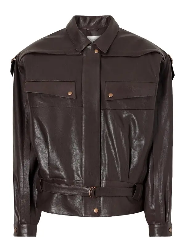 Magda Butrym Belted Leather Jacket - Black