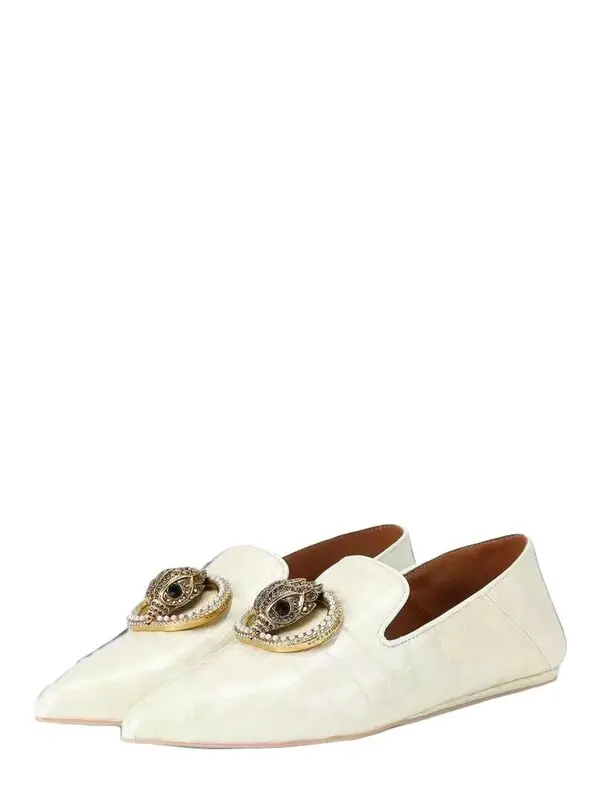 Kurt Geiger 225 Chelsea Crocodile-effect Pointed-toe Loafers - Neutrals
