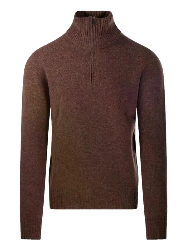 Altea Quarter-zip Ribbed-trim Sweater - Brown
