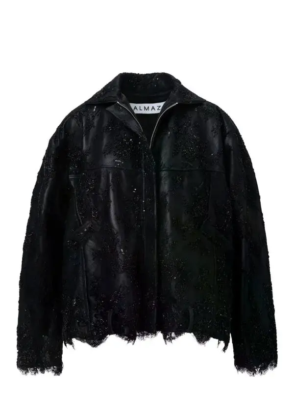 ALMAZ Night Out Sequin-embellished Floral-lace Jacket - Black