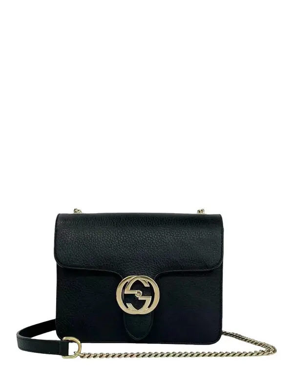 Gucci 2016-2026 Small Dollar Calfskin Interlocking G Crossbody Bag - Black