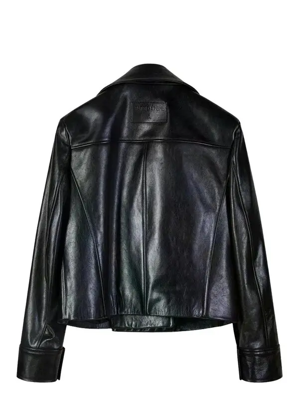 Patrizia Pepe Oversized Leather Biker Jacket - Black