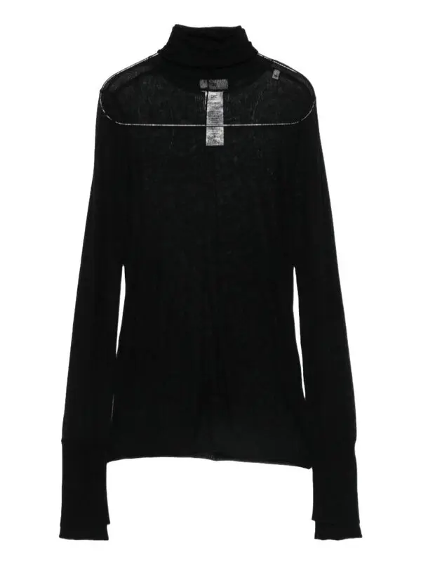 Elisabetta Franchi Sheer Turtleneck Knitted Sweater - Black