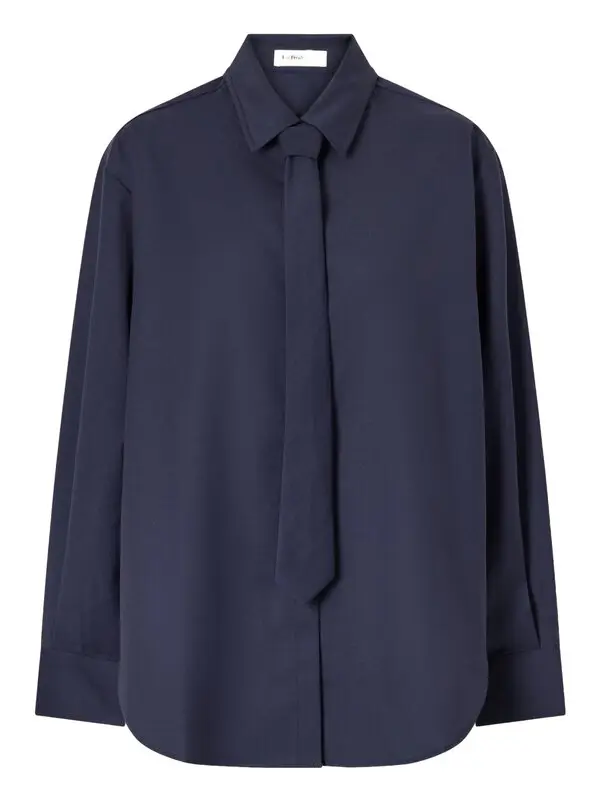 THE FRANKIE SHOP Peri Tie Neck Shirt Navy - Black
