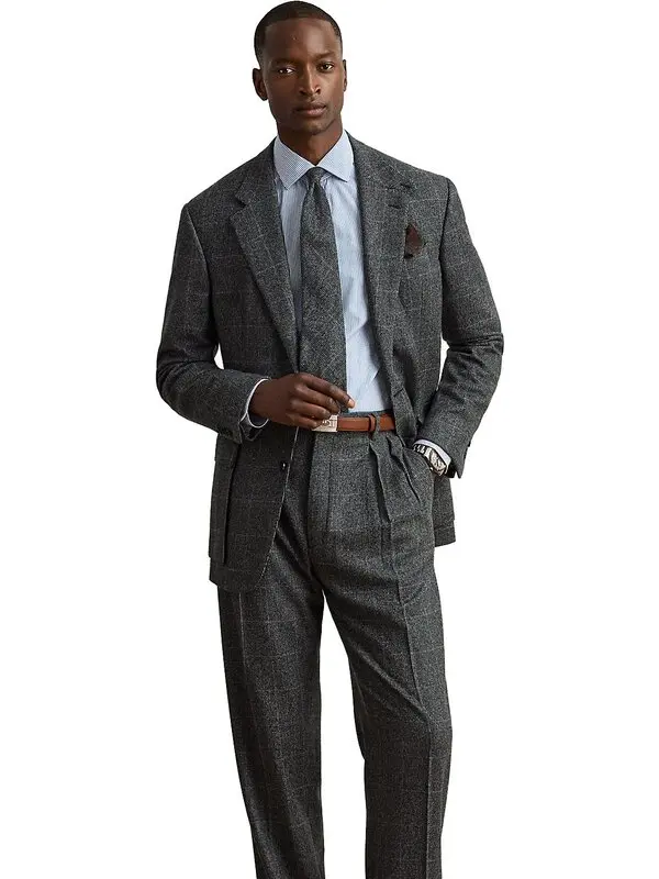 Ralph Lauren Glenn Hand-tailored Tick-weave Trouser - Medium Grey Multi
