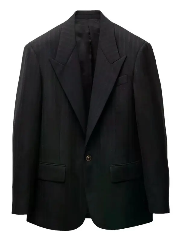 Versace Jacquard Wool Blazer - Black