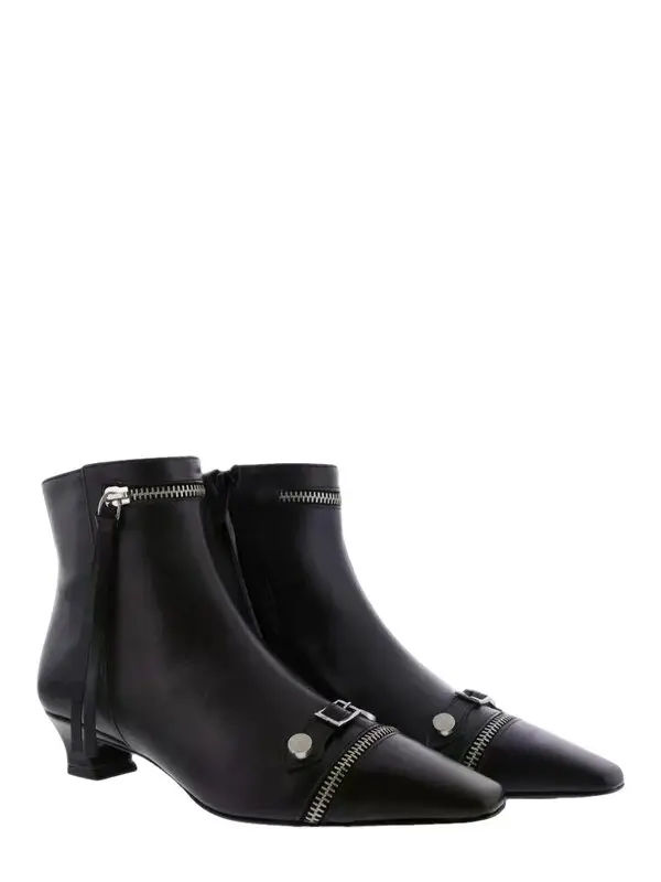 PARIS PUNK Buckle-detail Leather Ankle Boots - Black