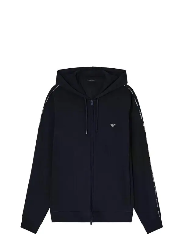 Emporio Armani Logo-embroidered Zip-up Hoodie - Blue