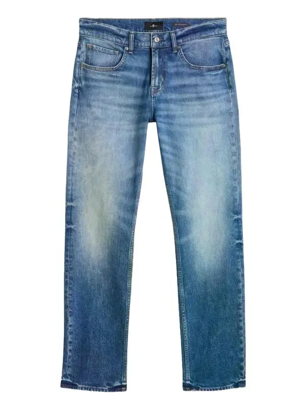 7 For All Mankind The Straight Porch Logo-patch Jeans - Blue