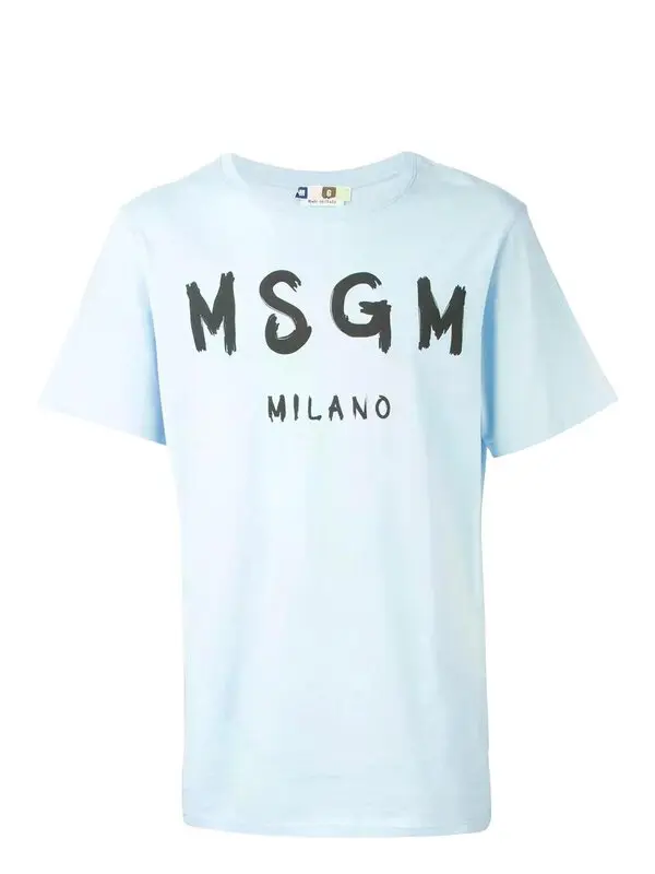 MSGM Logo Print T-shirt - Blue