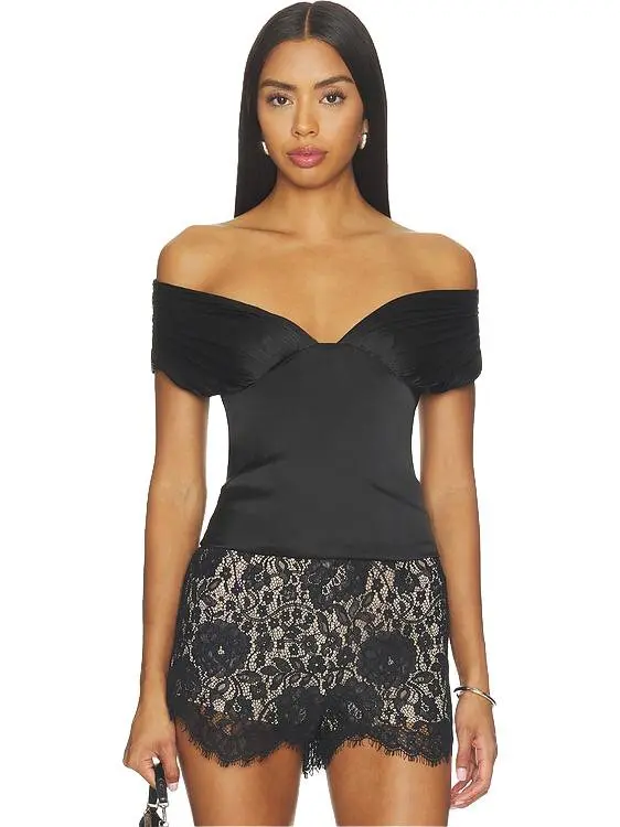 MORE TO COME Leanie Corset Top - Black