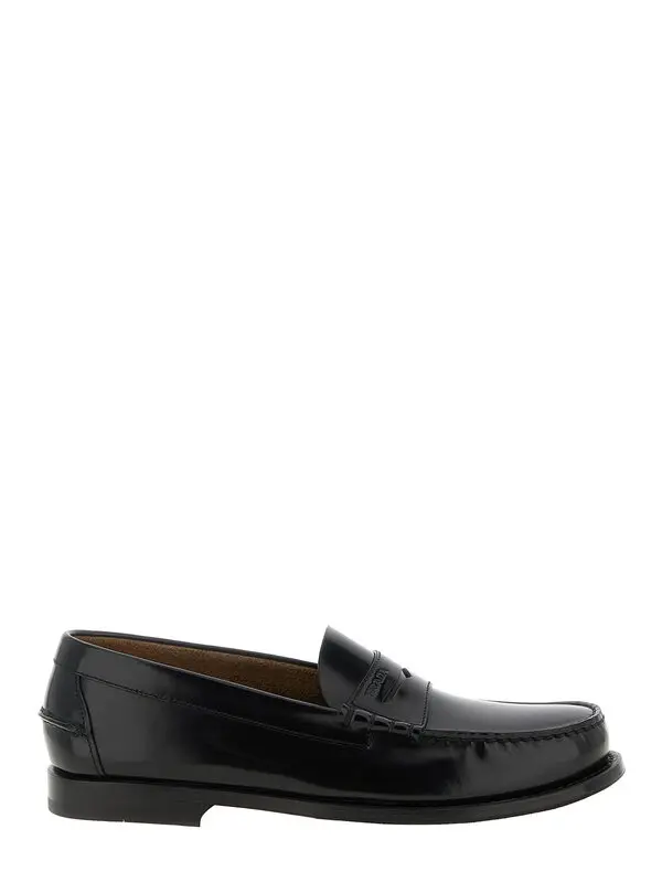 Prada Brushed Leather Loafers - Black