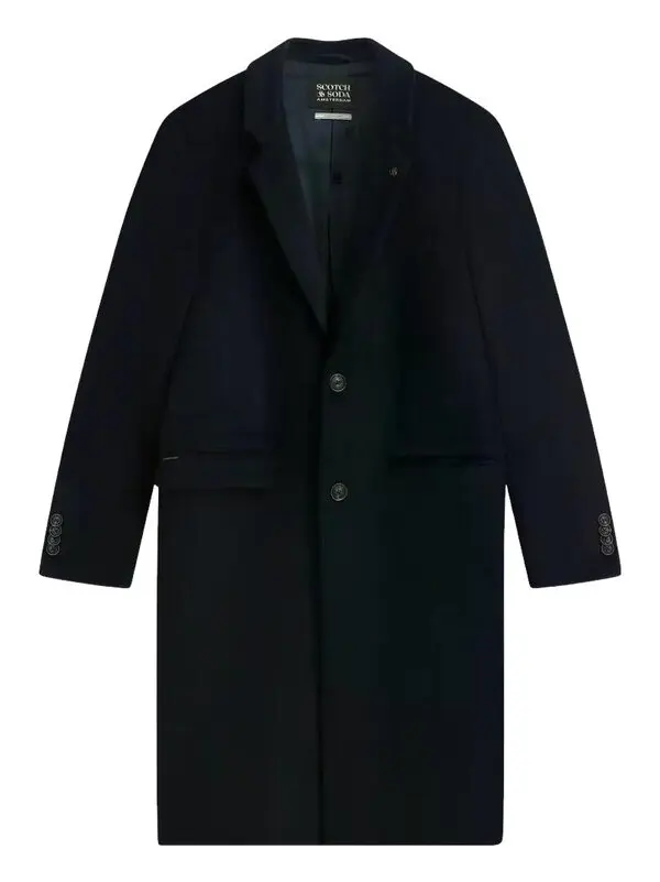 Scotch & Soda Single-breasted Notched-lapels Coat - Blue