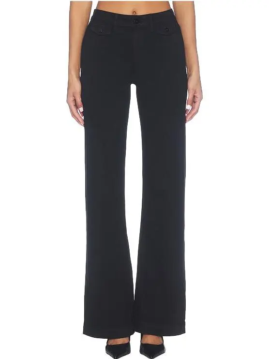 Paige Leenah With Mini Patch Pocketstrouser Leg Jeans In Black - Black Shadow