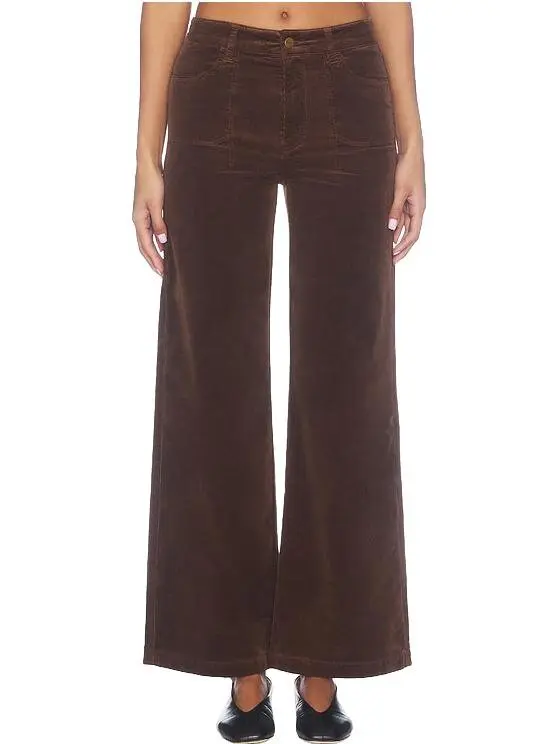 Paige Anessa With Stitch Utility Pockets Wide Leg Corduroy Pant In Brown - Hickory
