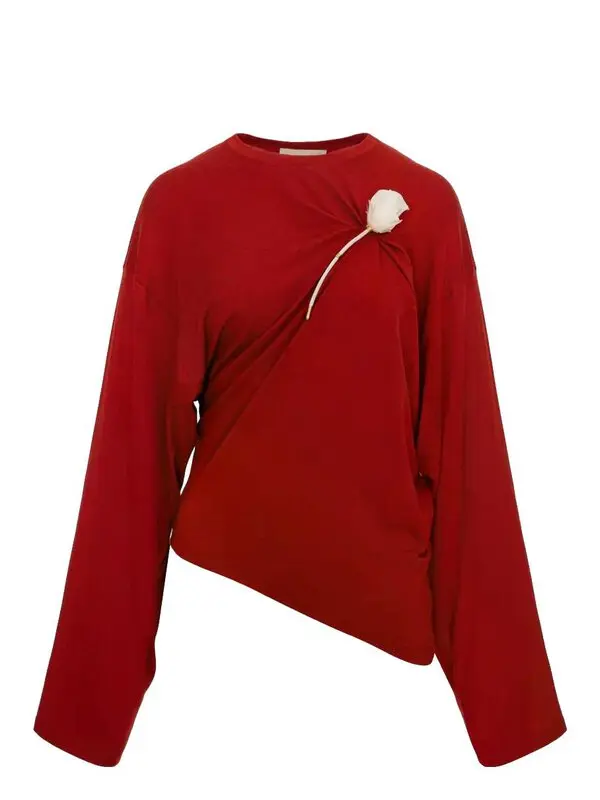 SEEN USERS Suspended Rose Asymmetric Top - Red