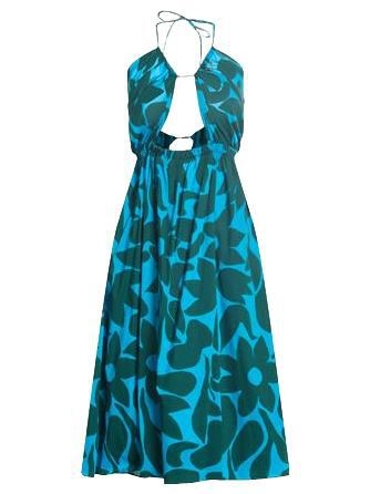 Liviana Conti Midi Dress Azure Size Cotton, Elastane - Blue