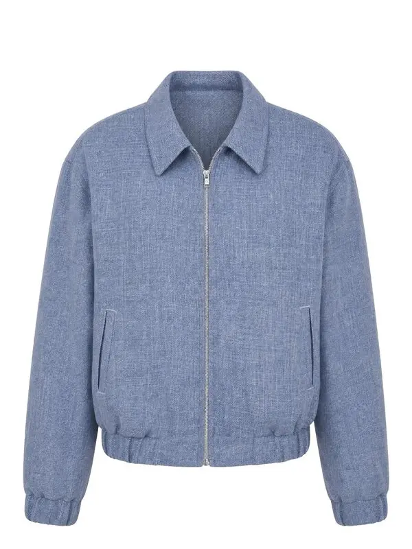 COULANGE B50 Linen & Silk Bomber Jacket - Blue