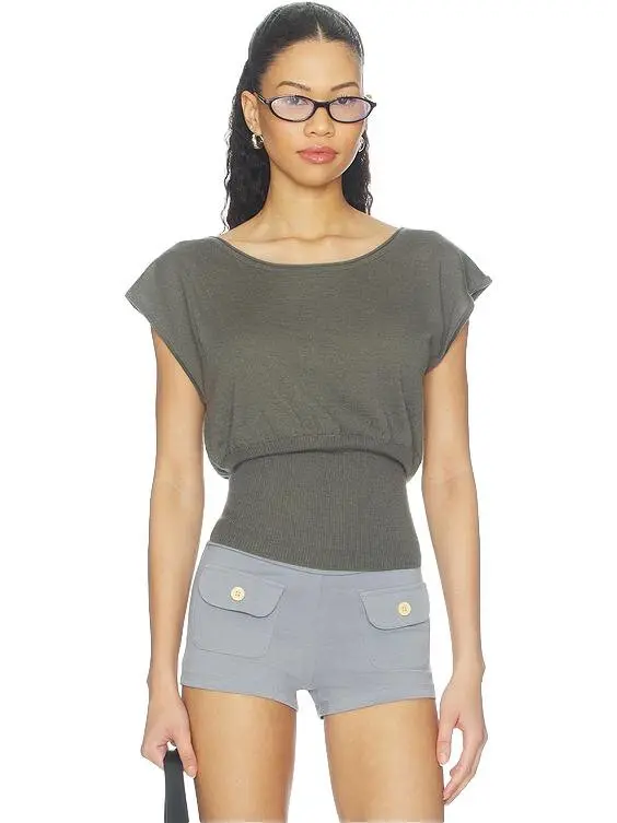 ODDLI Lightweight Knit Dolman Top - Grey