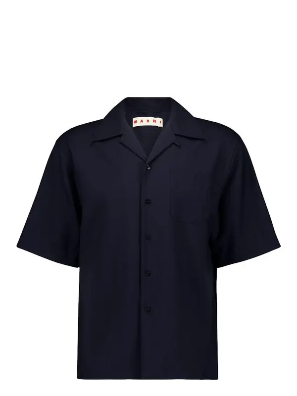 Marni Deep Wool Bowling Shirt - Blue