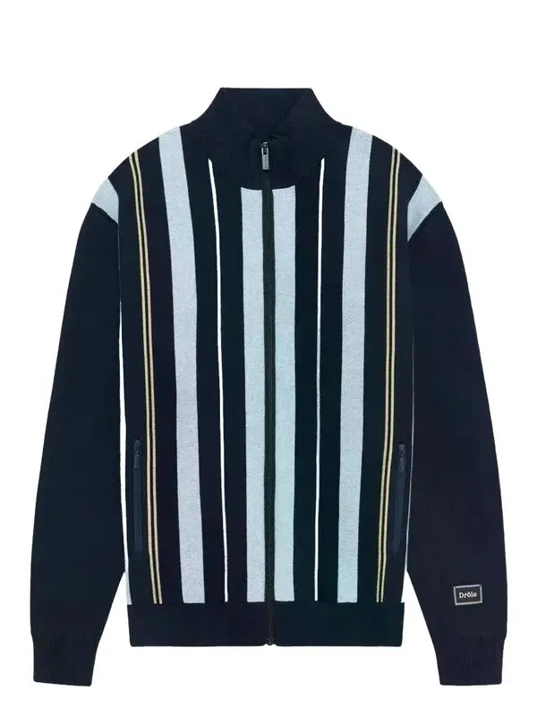 Drole De Monsieur Striped Zip-up Sweater - Blue