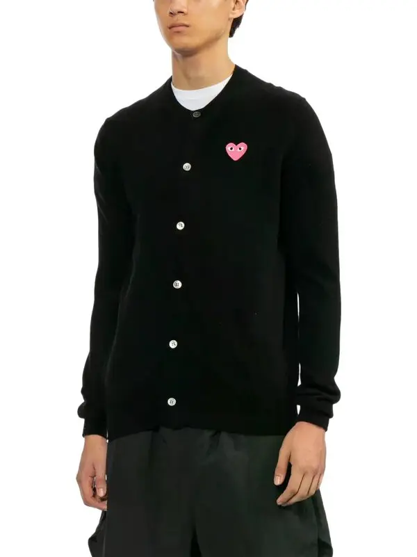 Play Comme Des Garcon Heart-patch Cardigan - Black