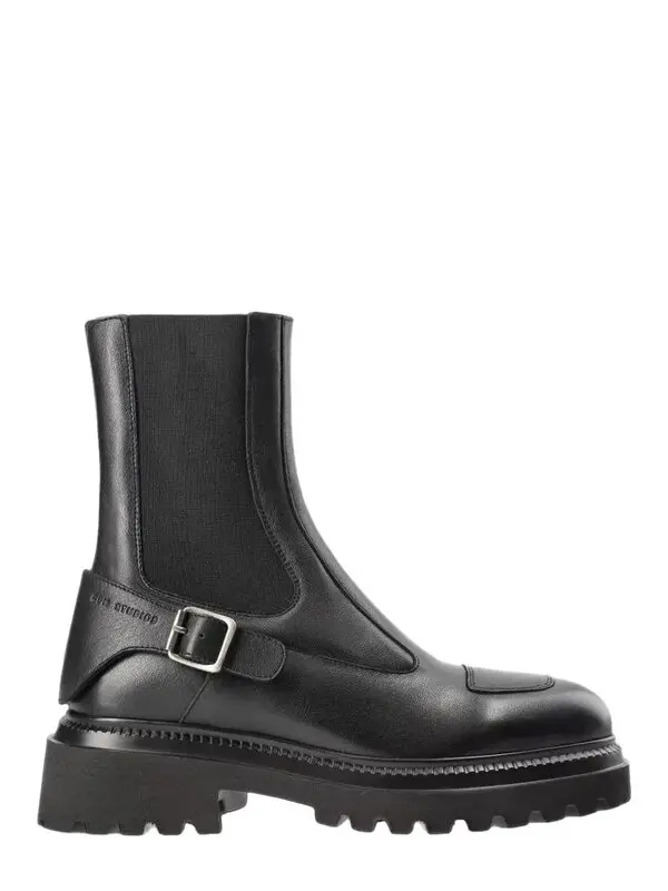 COPENHAGEN  Buckle-detail Leather Ankle Boots - Black