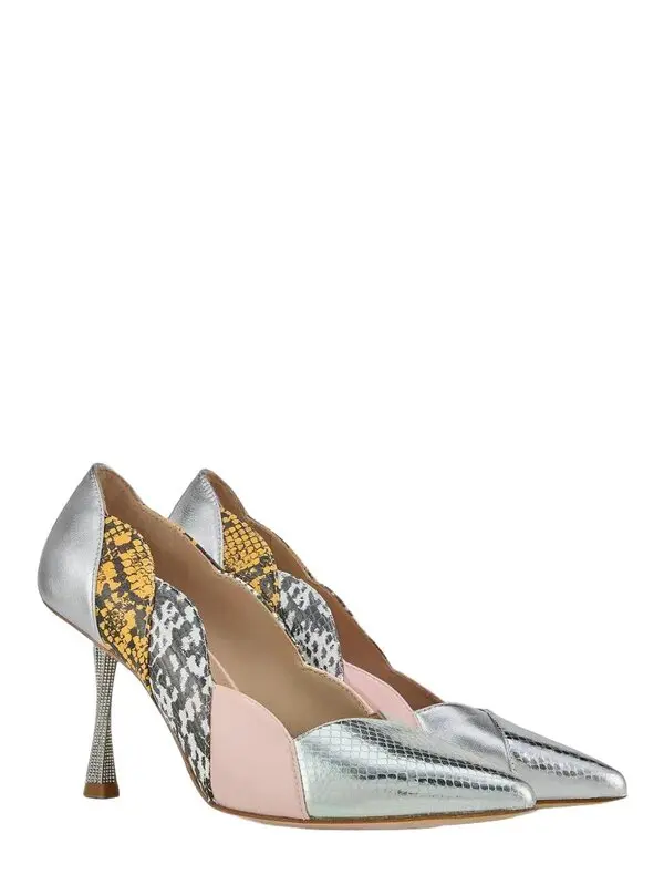 KAT MACONIE Divina Snakeskin-effect Scalloped Pumps - Silver