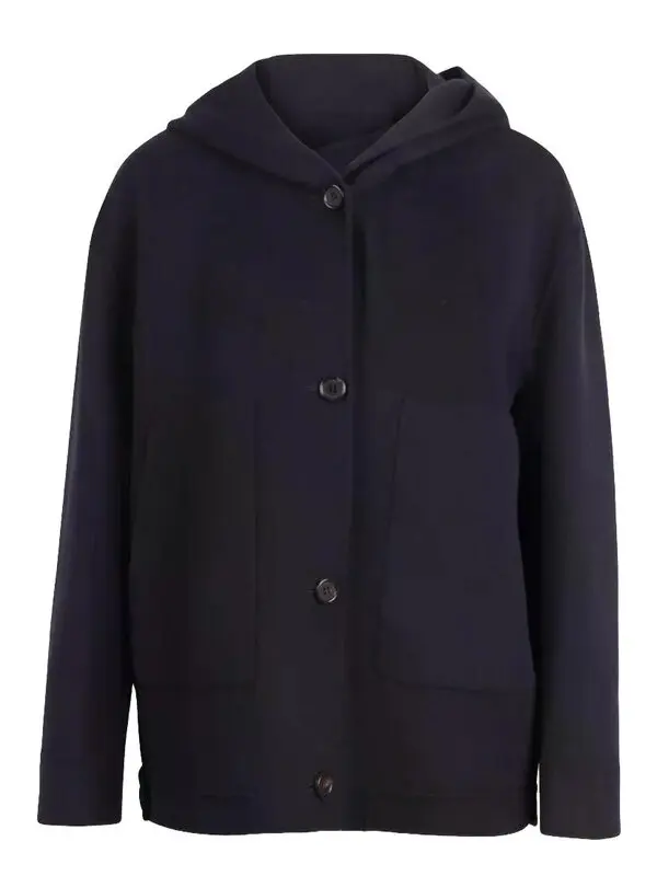 Max Mara Hooded Button-up Coat - Blue