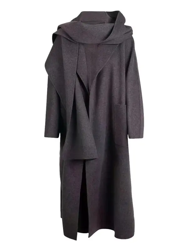 Max Mara Scarf-detail Coat - Grey