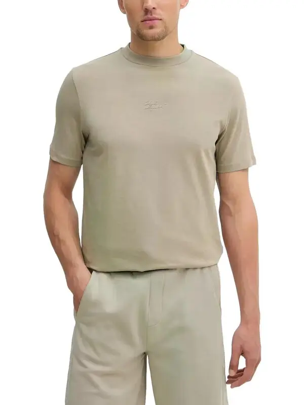 Karl Lagerfeld Logo-print Mock-neck T-shirt - Neutrals