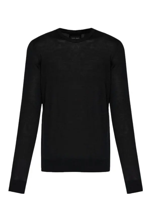 Giorgio Armani Long-sleeved Crewneck Jumper - Black