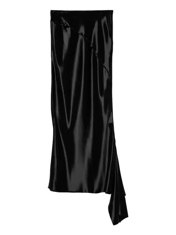 Celine Slip Skirt In Viscose Satin - Black