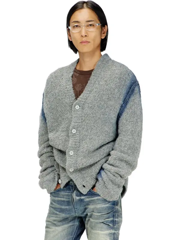 DIESEL® Alpaca-blend Cardigan With Spray-dyed Seams - Grey