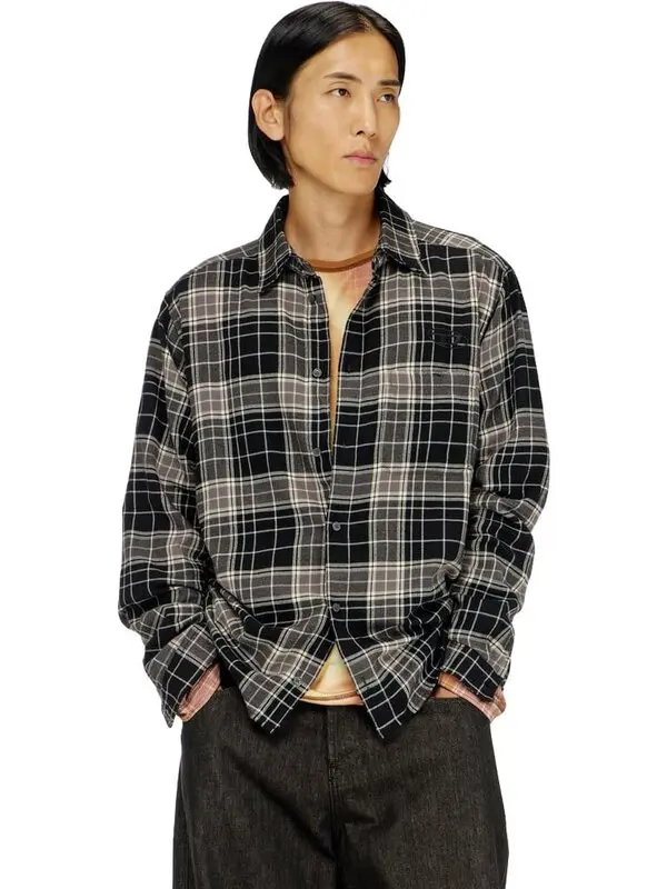 DIESEL® Distressed Shirt In Check Flannel - Multicolor