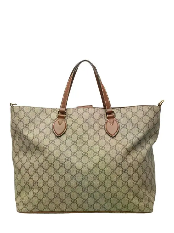 Gucci 2000-2015 Medium Gg Supreme Convertible Soft Tote Satchel - Neutrals
