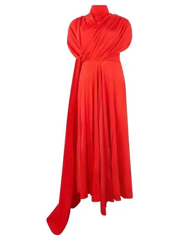 ELLERY Dolomith Asymmetric Back-train Maxi Dress - Red