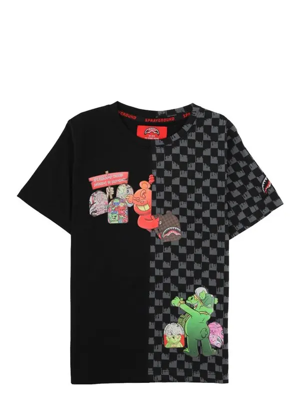 SPRAYGROUND Throw It To Me Drip Checkered Split Regular T Shirt - Multicolour