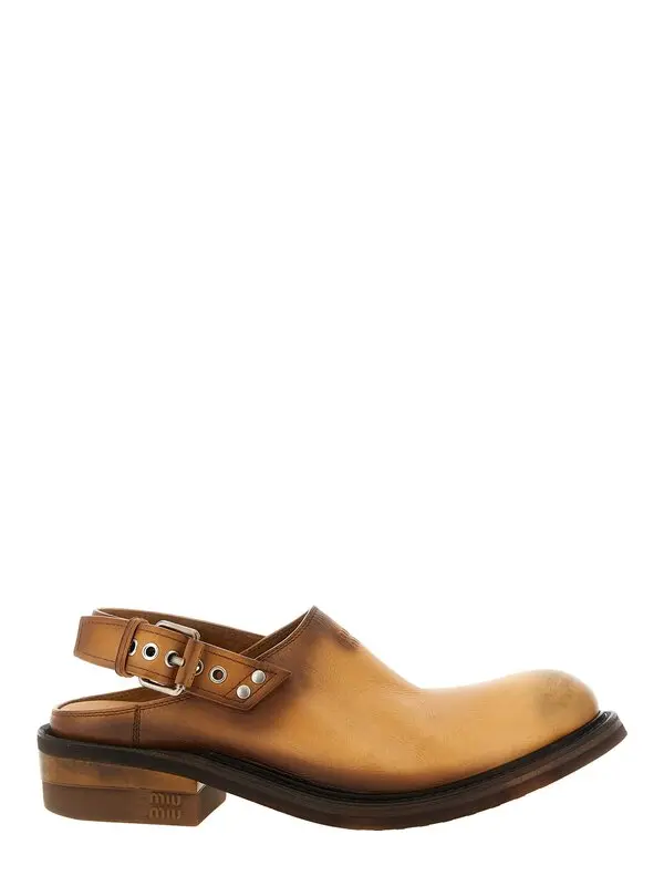 Miu Miu Foule' Sabots - Brown