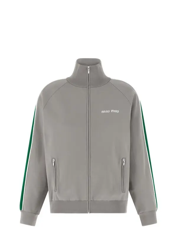 Miu Miu Logo Embroidery Sweatshirt - Gray