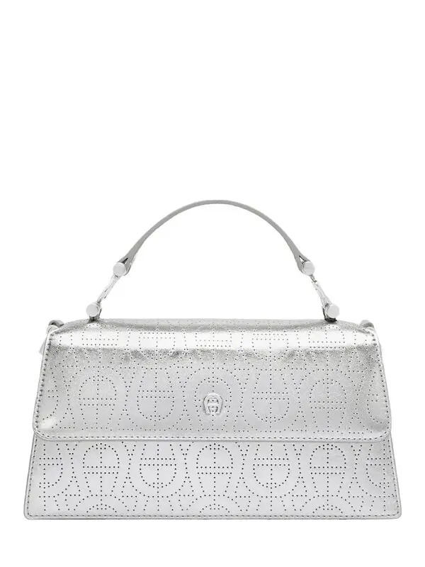 AIGNER Small Delia Lucida Tote Bag - Silver