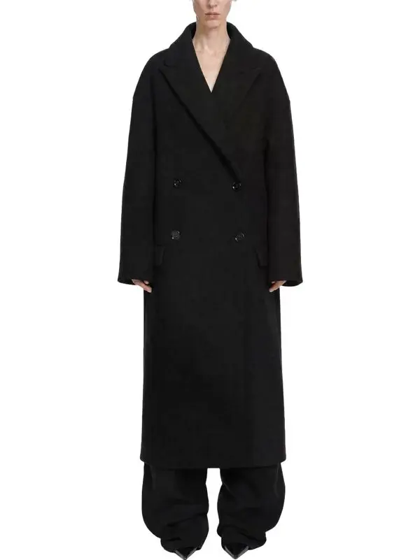 Balenciaga Maxi Stola Double-breasted Coat - Black