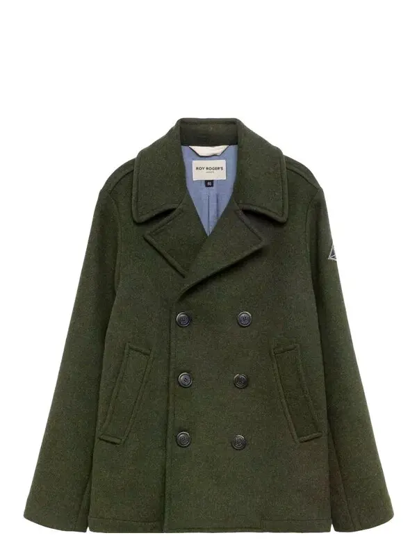ROY ROGER'S Melton Double-breasted Pea Coat - Green